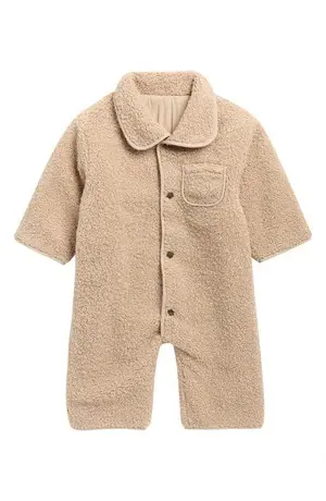 QUINCY MAE Faux Shearling Romper - Oat