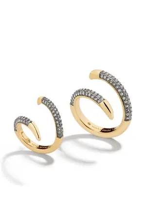 Demarson Vesey Set Of 2 Bypass Rings - Gold/pave