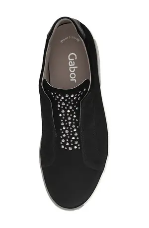 Gabor Crystal Studded Slip-on Sneakers - Black