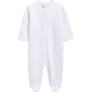 KISSY KISSY Jacquard Zip Pima Cotton Footie - Silver
