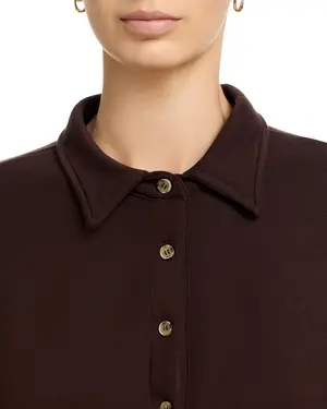 Velvet By Graham & Spencer Marian Polo Sweatshirt - Chocolate