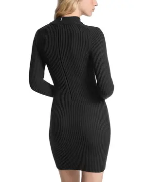 Michael Kors Merino Mock Neck Mini Dress - Black