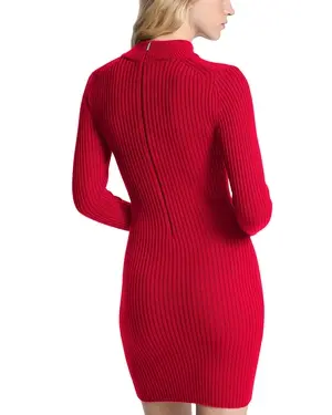 Michael Kors Merino Mock Neck Mini Dress - Crimson