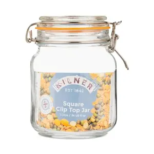KILNER Square Clip Top Jars, Set Of 4