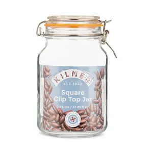 KILNER Square Clip Top Jars, Set Of 4