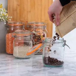 KILNER Square Clip Top Jars, Set Of 4