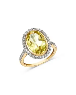 Bloomingdale'S Fine Collection Lemon Quartz & Diamond Ring - Gold