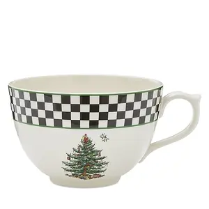 SPODE Christmas Tree Black & White Jumbo Cup - Green