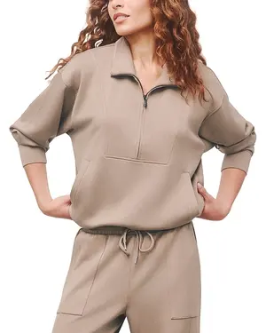 Splendid Scubasoft Quarter Zip Sweatshirt - Wicker