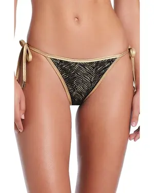 Red Carter Metallic Tie Side Bikini Bottom - Black