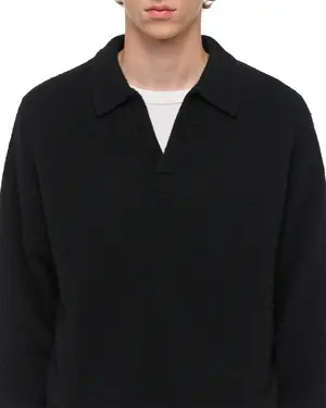 Helmut Lang Brushed Open Collar Polo Sweater - Black