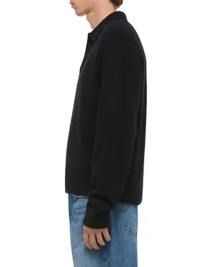 Helmut Lang Brushed Open Collar Polo Sweater - Black