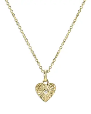 ZOE LEV 14k Yellow Diamond Heart Pendant Necklace - Gold