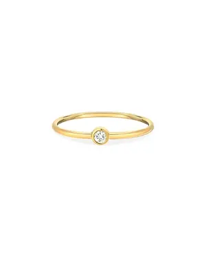ZOE LEV 14k Yellow Diamond Bezel Wire Stack Ring - Gold