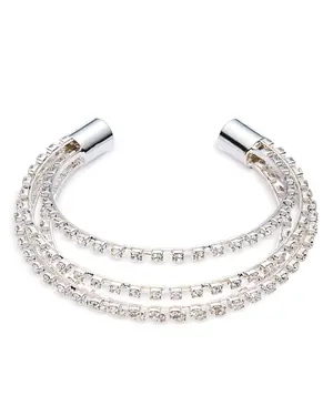 Aqua Salvo Rhinestone Multi Row Cuff Bracelet
