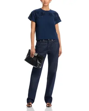 Rag & Bone Beaded Floral T-shirt - Navy Multi