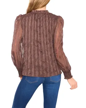 CECE DUPRAZ Smocked Cuff Ruffle Blouse - Mocha