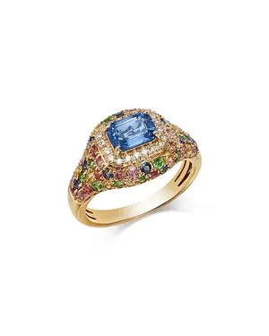 Bloomingdale'S 14k Yellow Ring With Sapphire, Tsavorite And Diamond - Gold