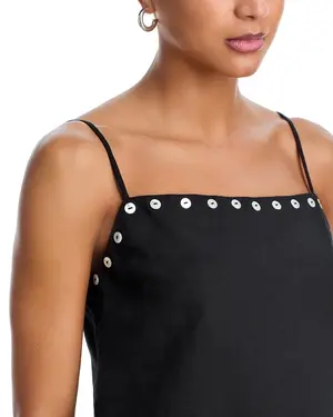 Staud Kirra Button Trim Top - Black