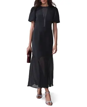 Black Velvet Puff Sleeve Dresses