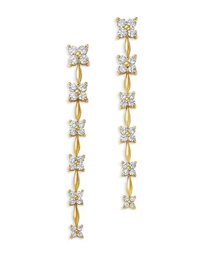 Bloomingdale'S Diamond Flower Linear Drop Earrings 1.75 Tcw - Gold