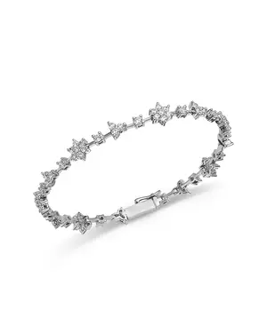 Bloomingdale'S Diamond Flower Bracelet - White Gold
