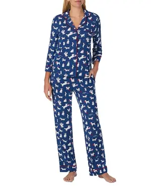 Kate Spade New York Three Quarter Sleeve Pajama Set - Dark Blue