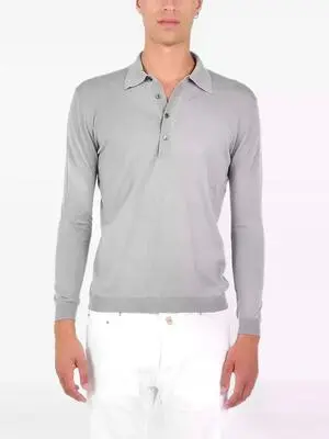 LOW BRAND Long-sleeve Polo Shirt - Grey