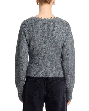 Blanknyc Metallic Trim V-neck Sweater