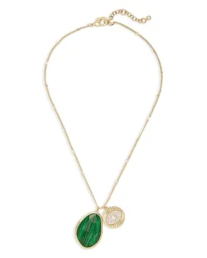Ramy Brook Pendant Necklace With Stone And Crystal Charm - Gold