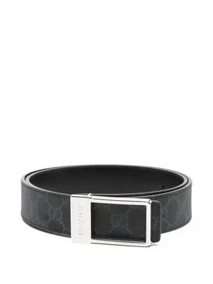 Gucci Gg Monogram Buckle Belt - Black