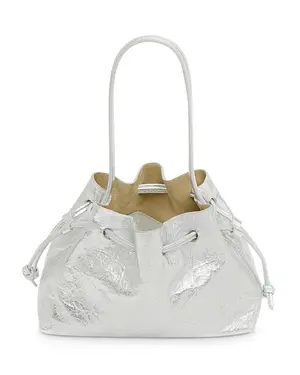 MANSUR GAVRIEL Metallic Suede Drawstring Pouchette - Silver