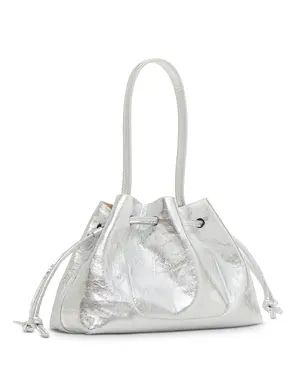 MANSUR GAVRIEL Metallic Suede Drawstring Pouchette - Silver