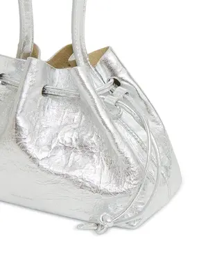 MANSUR GAVRIEL Metallic Suede Drawstring Pouchette - Silver