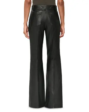 REISS Priya Leather Flare Trousers