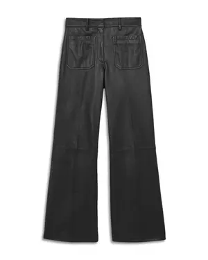 REISS Priya Leather Flare Trousers