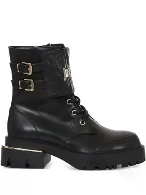 Just Cavalli Logo Buckled Combat Boots