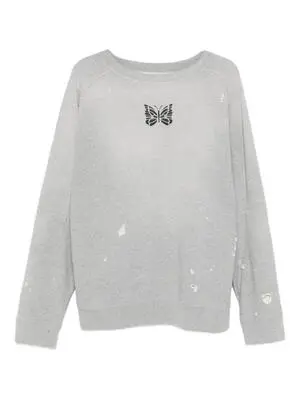 Needles Butterfly-patch Distressed Sweater