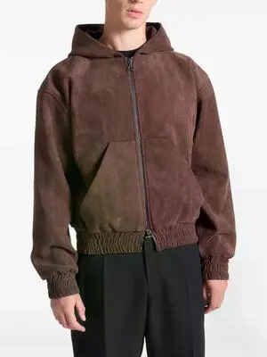 Manière De Voir Faux-suede Hooded Crop Jacket