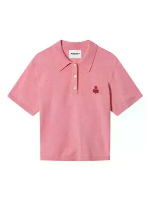 MARANT ETOILE Althea Buttoned Logo Polo Top - Pink
