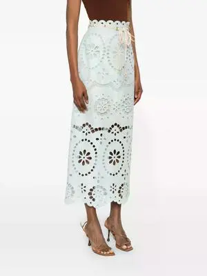 Zimmermann Awaken Embroidered Midi Skirt - Blue