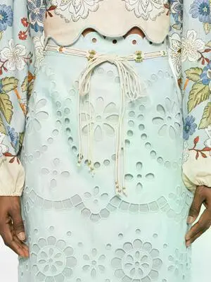 Zimmermann Awaken Embroidered Midi Skirt - Blue