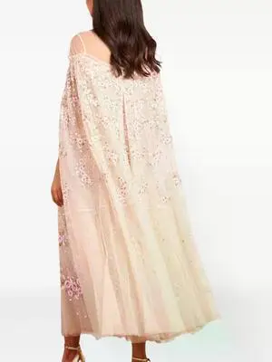 NEEDLE & THREAD Crescent Roses Cape-detail Midi Dress