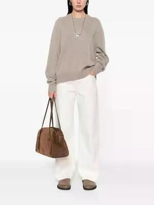 Soft Goat Boyfriend Ribbed Crew-neck Knitwear - Grey