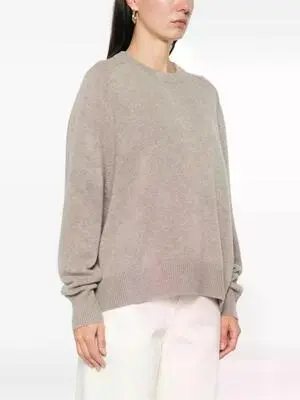 Soft Goat Boyfriend Ribbed Crew-neck Knitwear - Grey