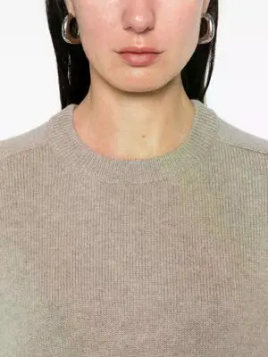 Soft Goat Boyfriend Ribbed Crew-neck Knitwear - Grey