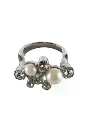 Givenchy Pearl And Crystal-embellished Ring - Silver