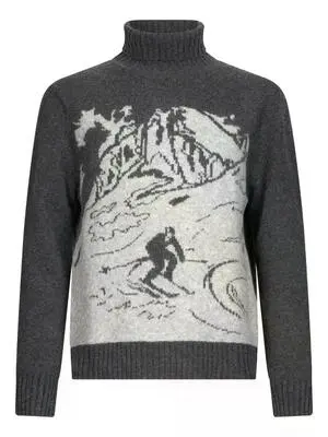 BALLANTYNE Jacquard Graphic Turtleneck Sweater - Grey