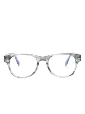 TOM FORD Logo-engraved Round-frame Glasses - Grey