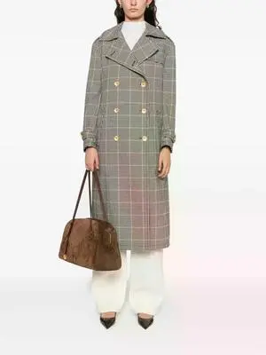 Tagliatore Double-breasted Houndstooth Trench Coat